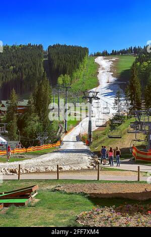 The slope's panorama of Bukovel ski resort, Ukraine Stock Photo - Alamy