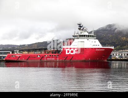 Offshore AHTS standby supply vessel Maersk Minder, at Skoltegrunnskaien ...