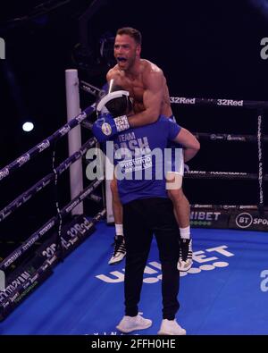 Felix Cash celebrates victory against Stephen Danyo in the WBC ...