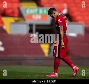 Liverpool's Roberto Firmino looks dejected during the Premier League ...