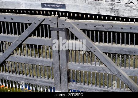 Entry to the Traitors gate and castle walls Tower of London view City ...