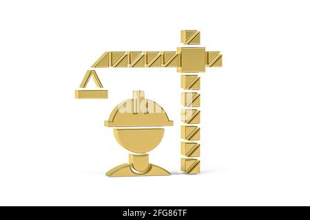 Golden 3d builder icon isolated on white background - 3d render Stock ...