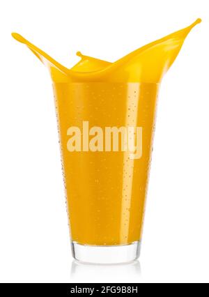 glass of splashing mango smoothies isolated on white Stock Photo - Alamy