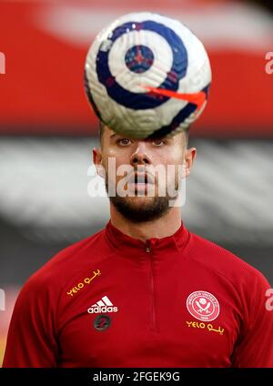 George Baldock #2 of Sheffield United warms up before the Sky Bet ...