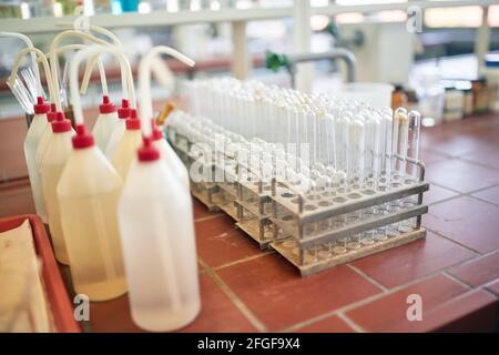 Microbiology Laboratory a shelf with sterile glass container Stock ...
