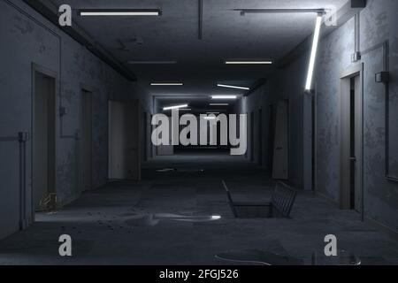 Post industrial corridor of the secret laboratory Stock Photo - Alamy