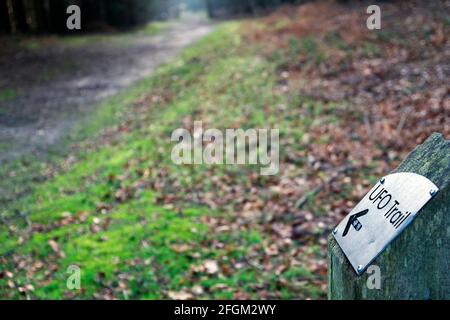Rendlesham UFO trail, Rendlesham forest, Suffolk, England, UK Stock ...