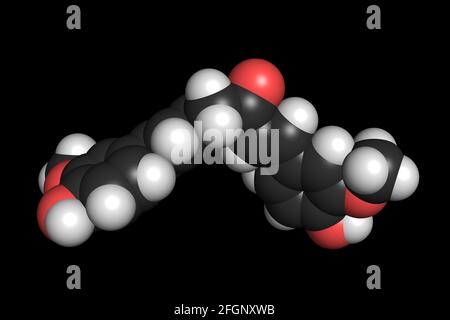 Curcumin turmeric spice molecule 3D render chemical structure Stock ...