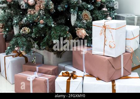 New Year Concept postcard. Christmas decorations hand made from ...