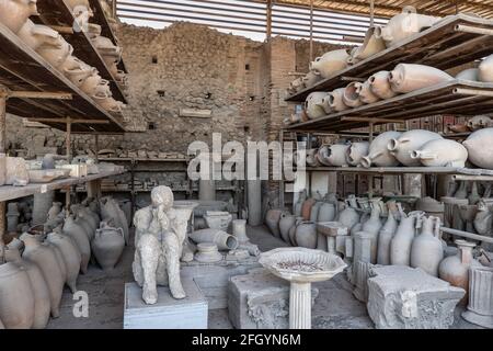 Ancient Roman archeological finds at Mensa Ponderaria in Pompeii, Italy ...