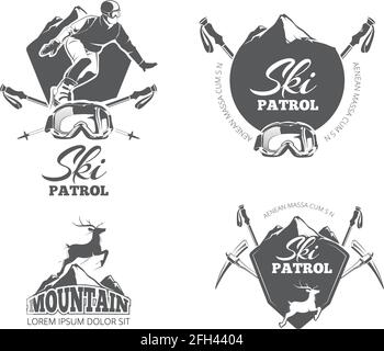 Set of Vintage SKI and Snowboard Club Badge Label Stock Vector Image ...