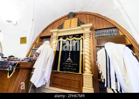 Meron - Israel, 21-03-2021. The entrance to the tomb of Rabbi Shimon Bar Yochai and his son ...