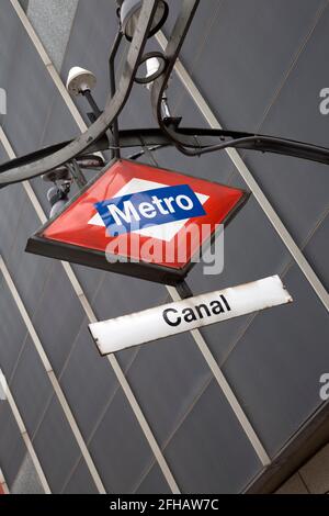 Canal Metro Underground Station Sign; Madrid; Spain Stock Photo - Alamy