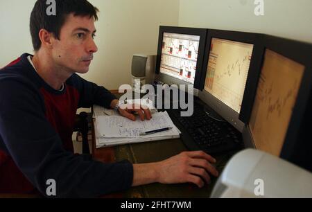 MAX BURNS WORKING AT HOME IN OXFORD.23/3/04 PILSTON Stock Photo - Alamy