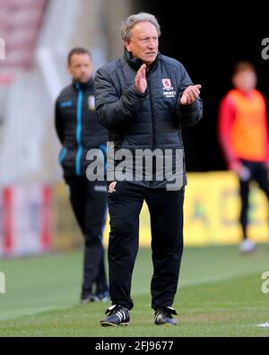 MIDDLESBROUGH, UK. APRIL 24TH Middesbrough manager Neil Warnock during ...