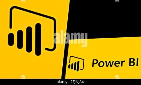 Editorial photo on Microsoft Power BI theme. Illustrative photo for ...