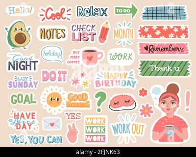 Set of sticker words for planner journal diary school notebook ...