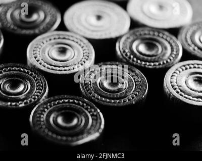 A grayscale shot of stacks of checkers pieces Stock Photo - Alamy
