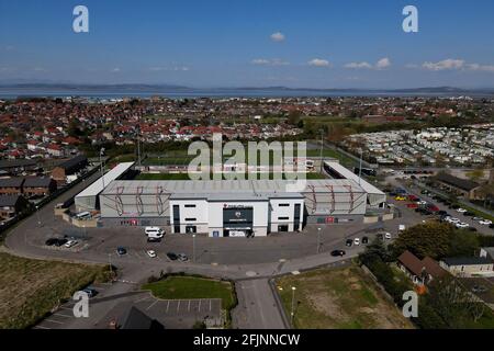 An aerial view of the Mazuma Stadium, Morecambe, UK Stock Photo - Alamy