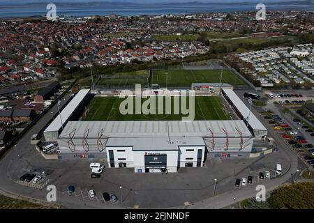 An aerial view of the Mazuma Stadium, Morecambe, UK Stock Photo - Alamy