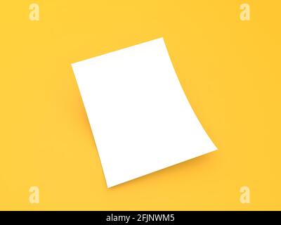 Curved office sheet of A4 paper on a red background. 3d render ...