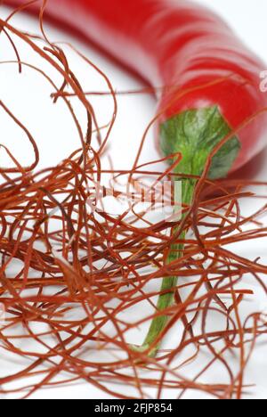 Chili pod and chili threads, chili pepper pepper (Capsicum annuum ...