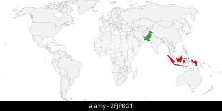 Location of Pakistan on the world map, marked with Pakistan flag pin ...