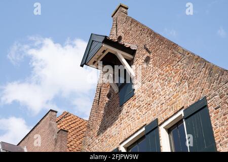 Medieval gable roof, gable detail of a typical medieval half-timbered ...