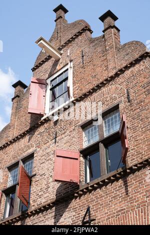 Traditional Dutch House with lifting hook in Amsterdam, Netherlands ...