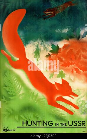 Hunting in the USSR - Vintage travel poster 1920s-1940s Stock Photo - Alamy