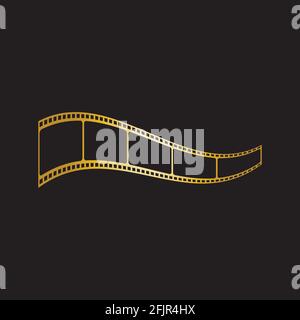 GOLDEN FILM STRIP ISOLATED ON BLACK BACKGROUND VECTOR ILLUSTRATION ...