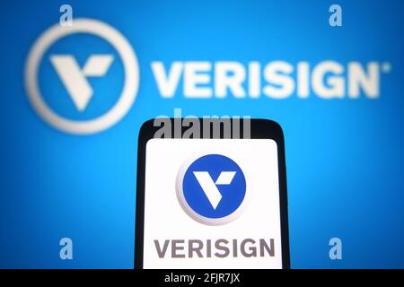 In this photo illustration, the Verisign logo is seen displayed on a ...