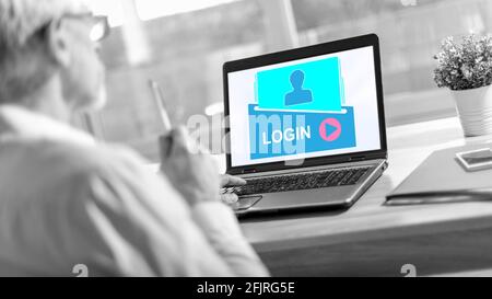 Laptop screen displaying a login concept Stock Photo - Alamy