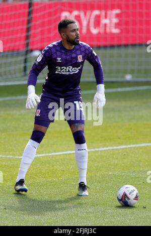 Jordan Archer of Middlesbrough during the Sky Bet Championship match ...