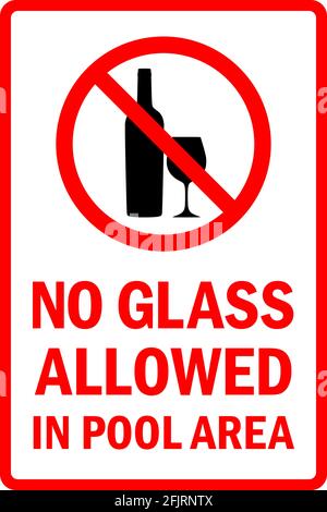 Attention No glass allowed in pool area. Pool Safety sign Stock Vector ...
