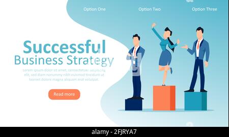 Happy business team employee winners award ceremony flat style design vector illustration Stock ...