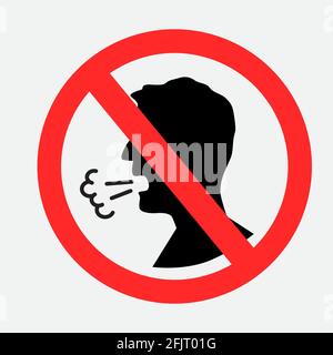 Sick man cough and warning sign line icon, covid-19 spread concept ...