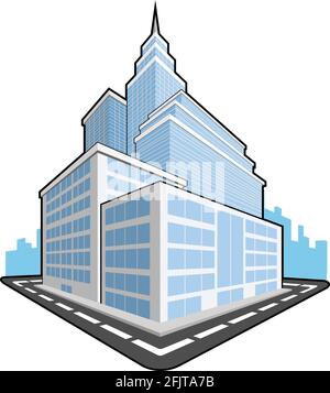 Office city building cartoon vector illustration Stock Vector Image ...
