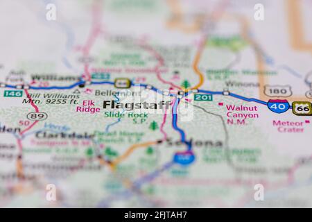 Flagstaff Arizona USA shown on a geography map or road map Stock Photo ...
