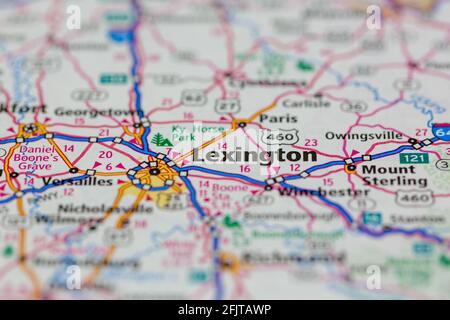Lexington Kentucky USA shown on a Geography map or road map Stock Photo ...