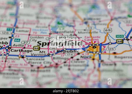 Springfield Missouri USA shown on a Geography map or road map Stock ...