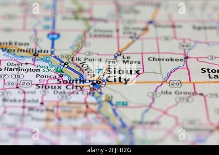Sioux City Iowa USA Shown on a Geography map or road map Stock Photo ...