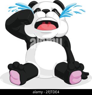 A cute sad cartoon panda crying isolated on white background Stock ...