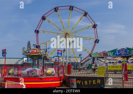 View of the fair ground in Hunstanton with the Helter Skelter and the ...