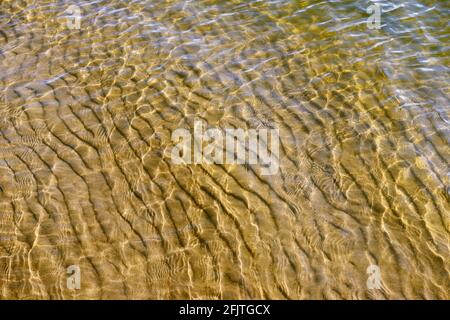 Background of water surface, sun's rays shimmer on water surface, top ...
