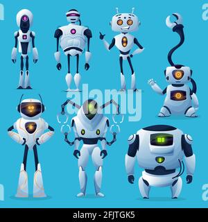 Cartoon robots. Robotics bots, robot pet and robotic android bot characters technology vector ...