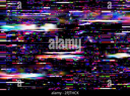 TV signal loss glitch, screen pixels noise or video data error effect ...