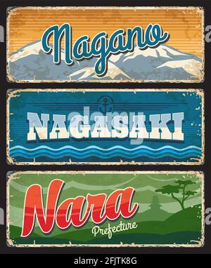 Nara Japan prefecture tin vector plate. Japanese region metal plate ...