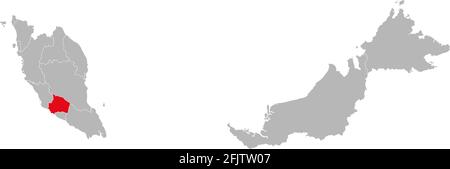 Negeri Sembilan Malaysia map with Malaysian national flag illustration ...