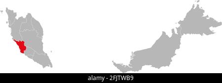 Selangor map vector illustration. Malaysian city. State in Malaysia ...